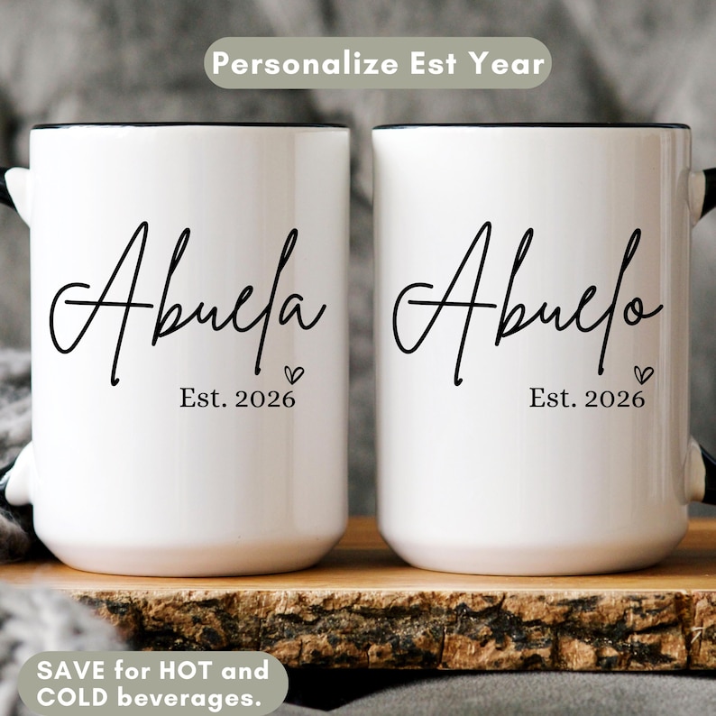 Abuela Abuelo Est 2026 Mug, Spanish Grandparents Pregnancy Announcement ...