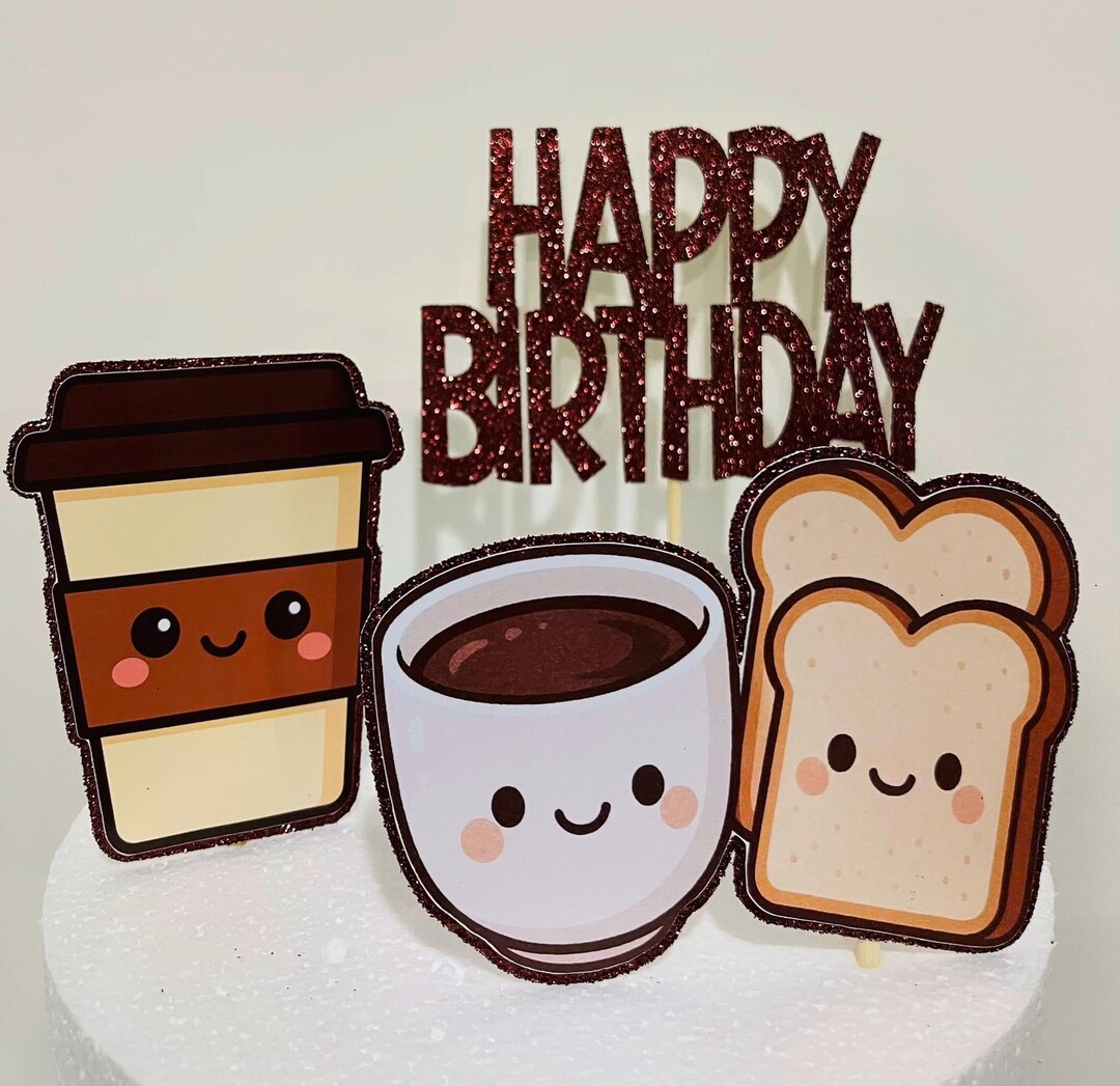 Coffee and Toast Cake Toppers, Coffee - Etsy