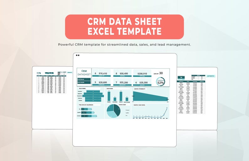 CRM Data Sheet Excel Template – Track Leads, Crm Spreadsheet, Sales ...