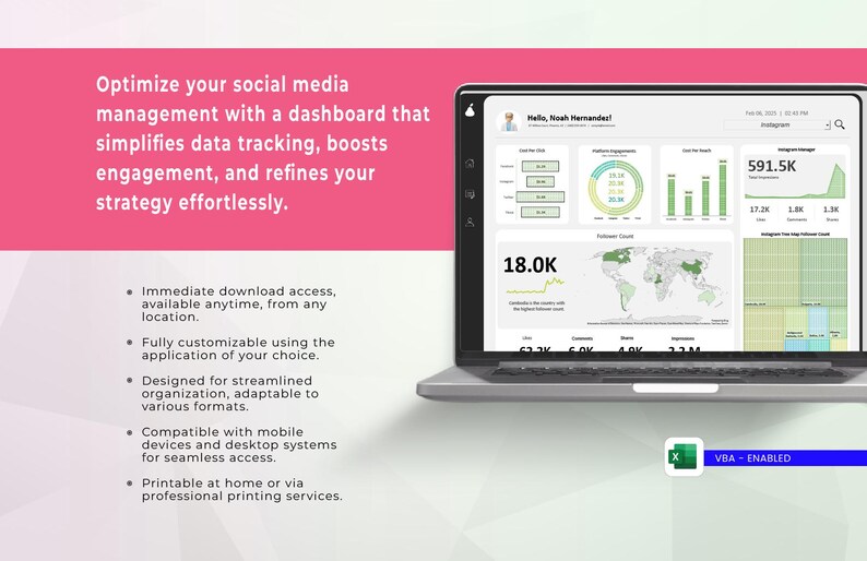 Social Media Dashboard Excel Template | Performance Tracking ...