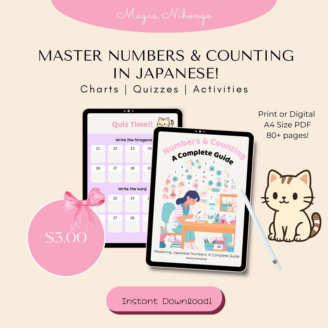 Mastering Japanese Numbers & Counting - Cute, Fun and Easy! - Etsy