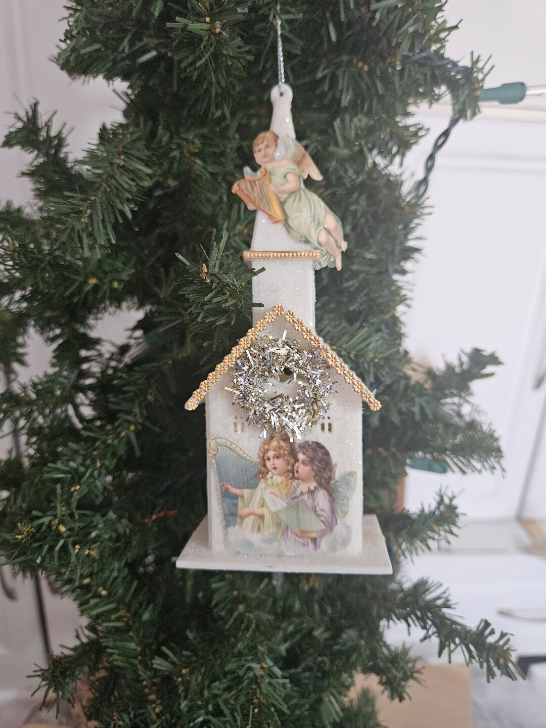 Angel Church Easter Ornament Dresden Vintage Style FREE SHIP - Etsy