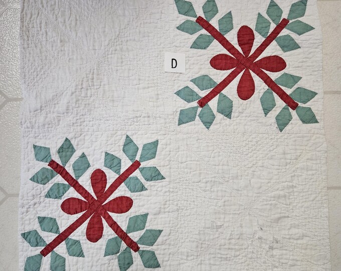 Unique Antique Applique Christmas Red Green Quilt Piece Unique - Etsy