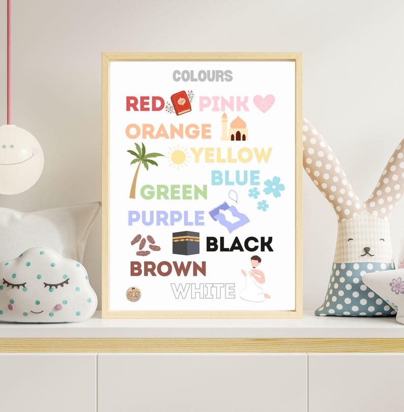 Islamic Colors and Shapes Chart for Kids | Muslim Educational Printable ...