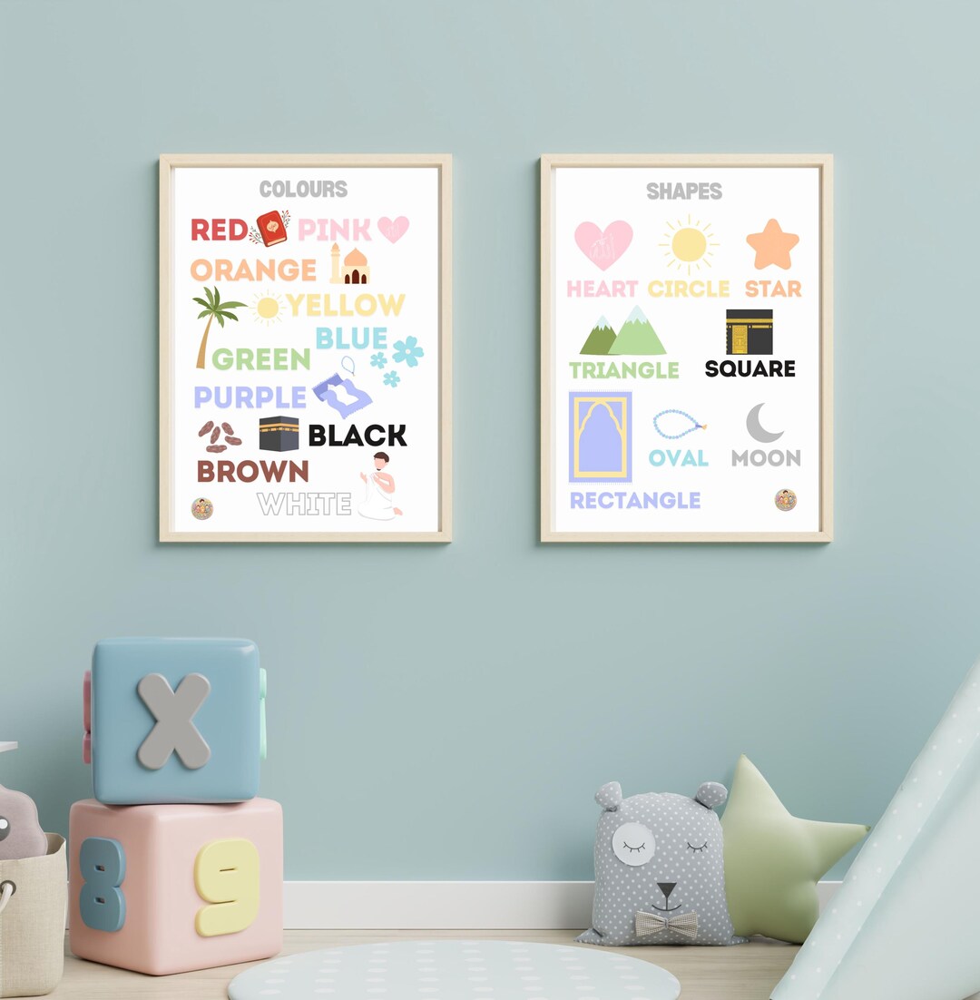 Islamic Colors and Shapes Chart for Kids | Muslim Educational Printable ...