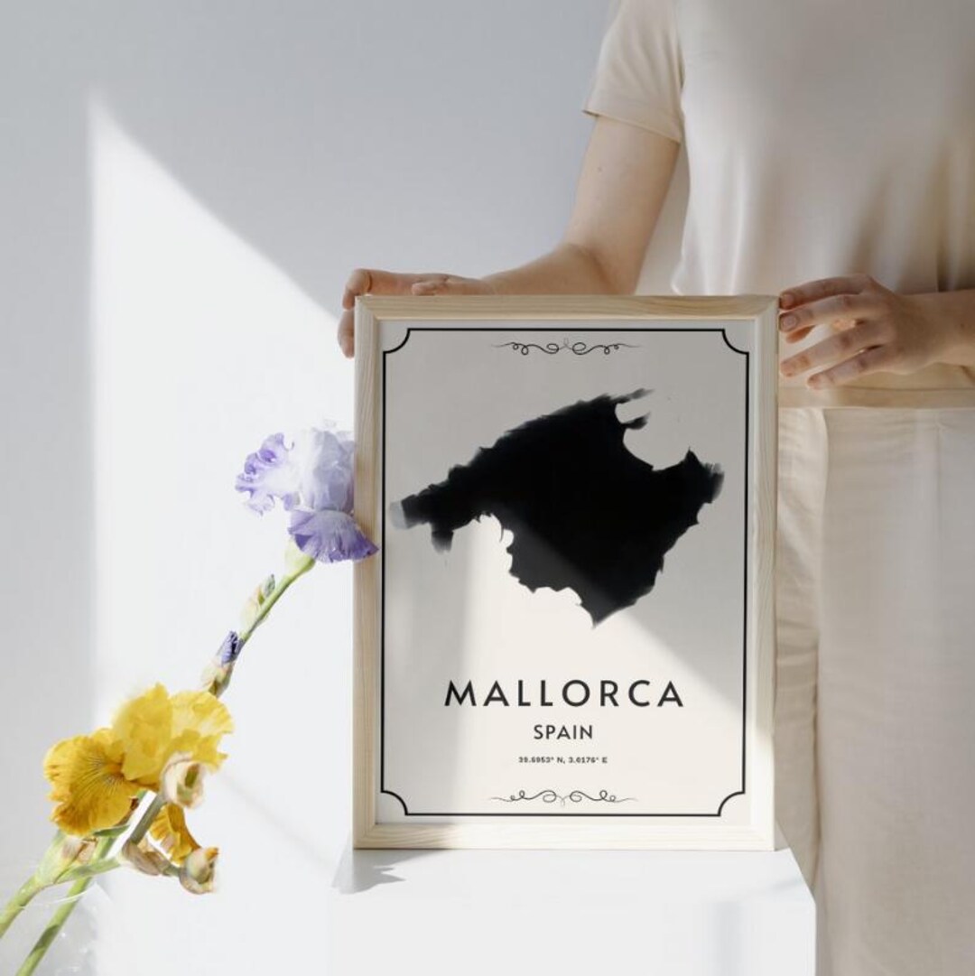 Mallorca Map Print, Mallorca Map Art Poster, Majorca Spain Black White ...