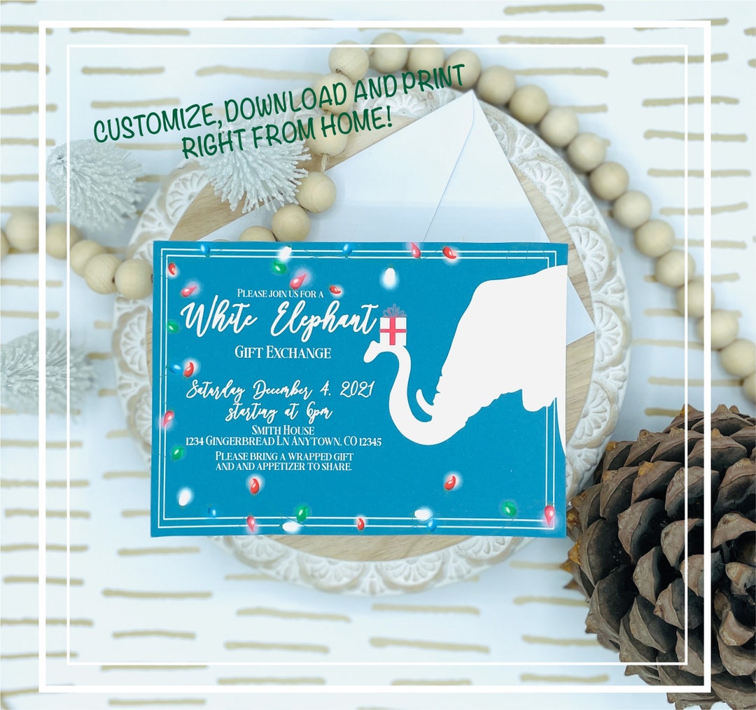 White Elephant Gift Exchange Party Invitation - Etsy