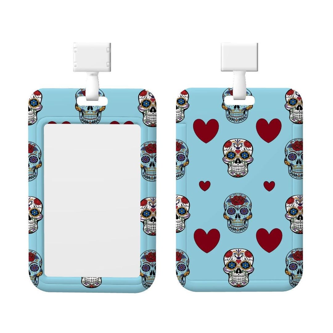 Sugar Skull Pastel Goth ID Badge Holder With Lanyard (vertical) - Blue ...