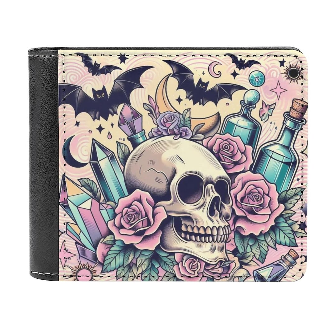 Tattoo Style Gothic Bi-fold Leather Wallet - Etsy