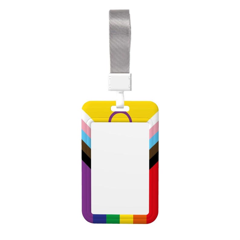 Progress Pride Flag ID Badge Holder With Lanyard (vertical) - Etsy