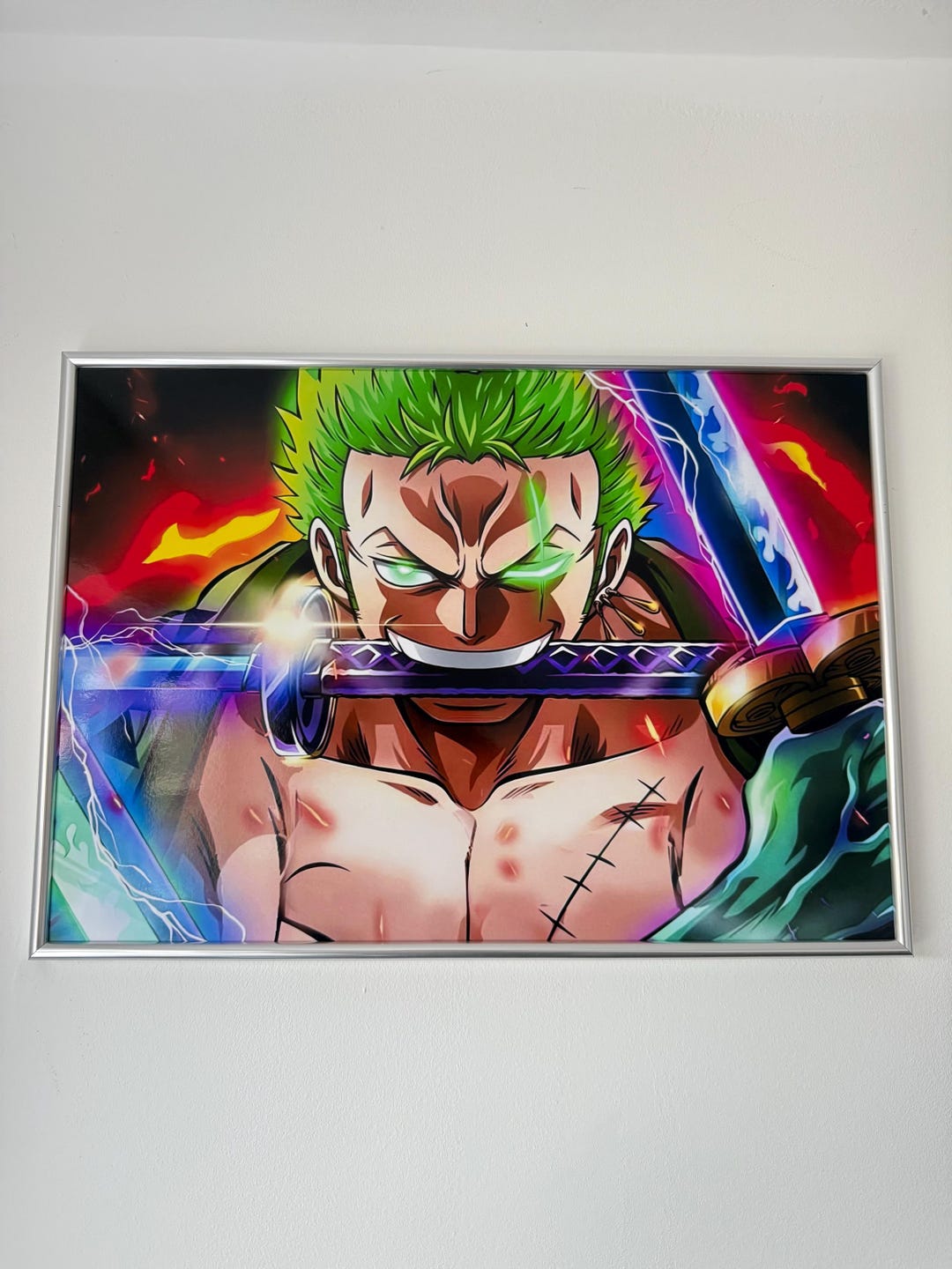 Roronoa Zoro Framed Print: One Piece Anime Wall Art, Otaku Room Decor ...
