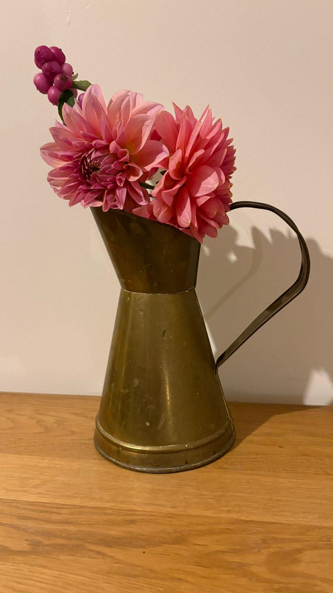 Vintage Brass Pitcher Jug - Rustic Farmhouse Vase - Etsy
