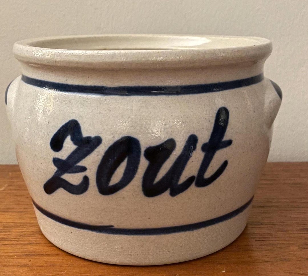 Vintage Salt Ceramic Pot, Salt Glaze "zout" - Cobalt Blue 1L Pottery ...