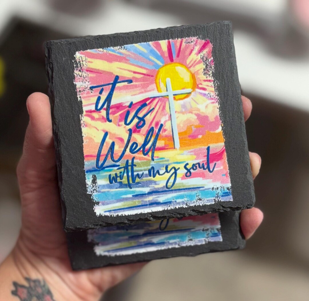 Rustic Slate Coaster With Christian Design - Etsy