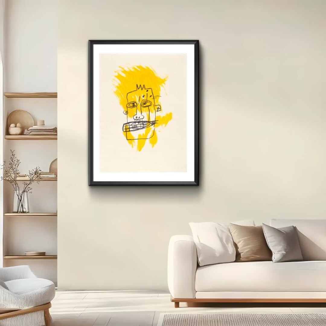 Abstract Yellow Face Print – Basquiat Inspired Graffiti Art - Etsy