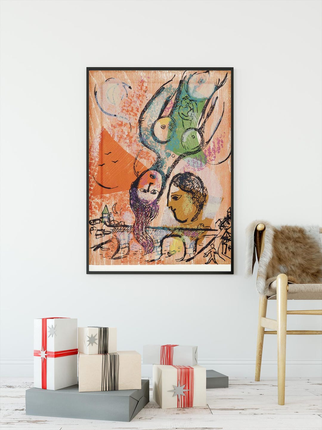 Abstract Figurative Wall Art Print, Expressive Portrait Illustration ...
