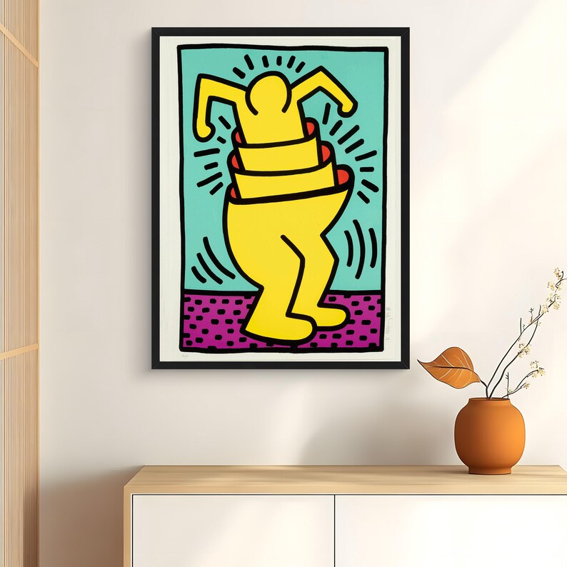 Cup Man 1989 by Artist Keith Haring, Home Office Decor,housewarming ...