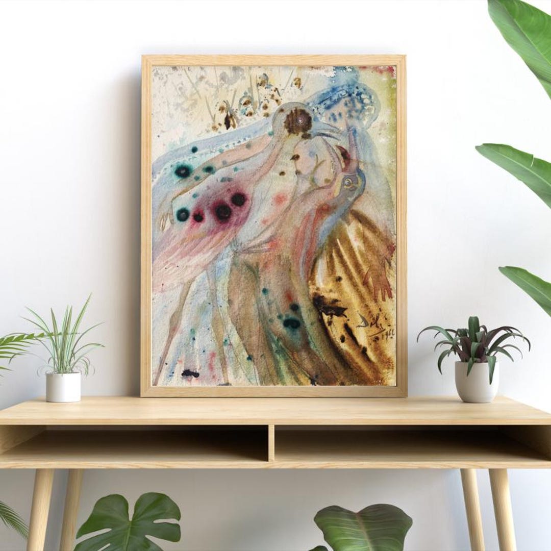 Salvador Dalí Watercolor Print • Vintage Surrealist Bird Art - Etsy