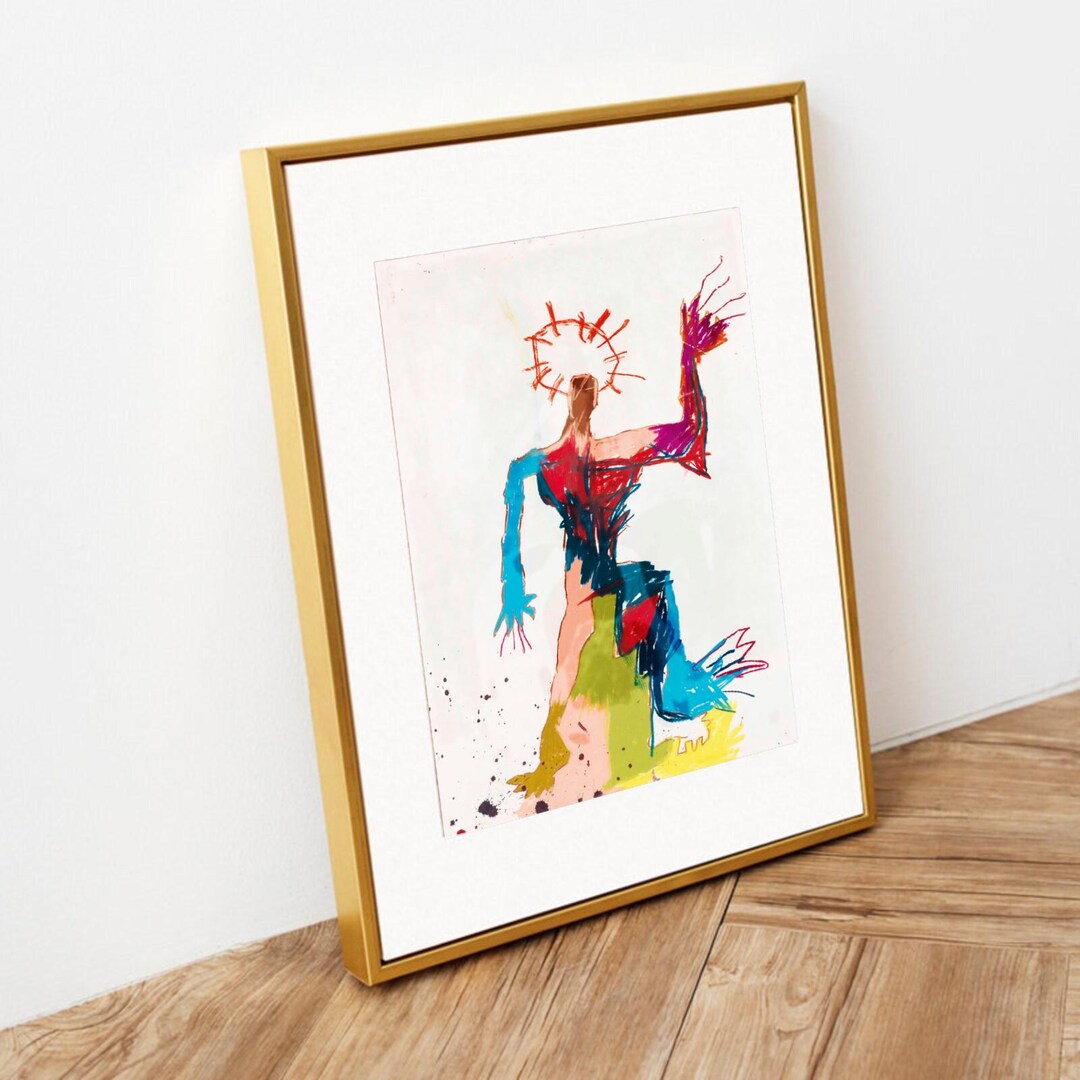 Abstract Figure Art Print – Colorful Neo-expressionism, Modern Wall ...