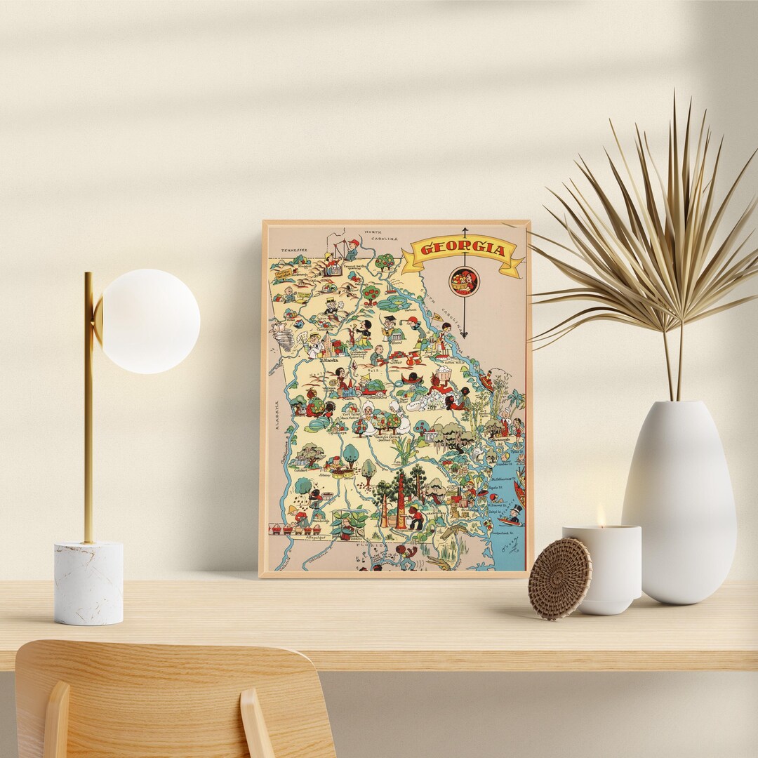 A Vintage Map of Georgia-ruth Taylor, Home Office Decor,housewarming ...