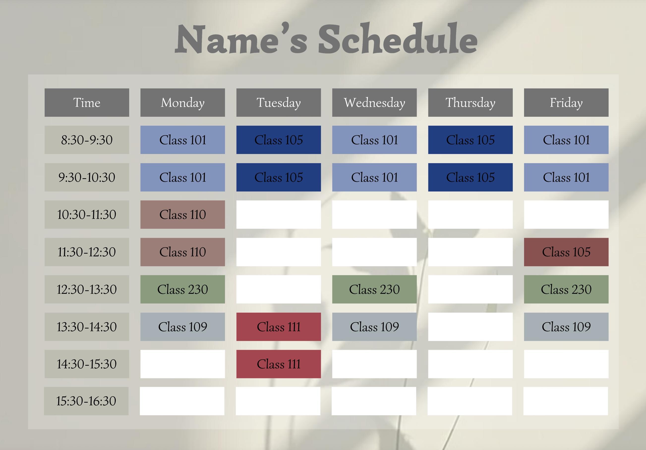 College and School Schedule Template | Editable Weekly Class Planner ...