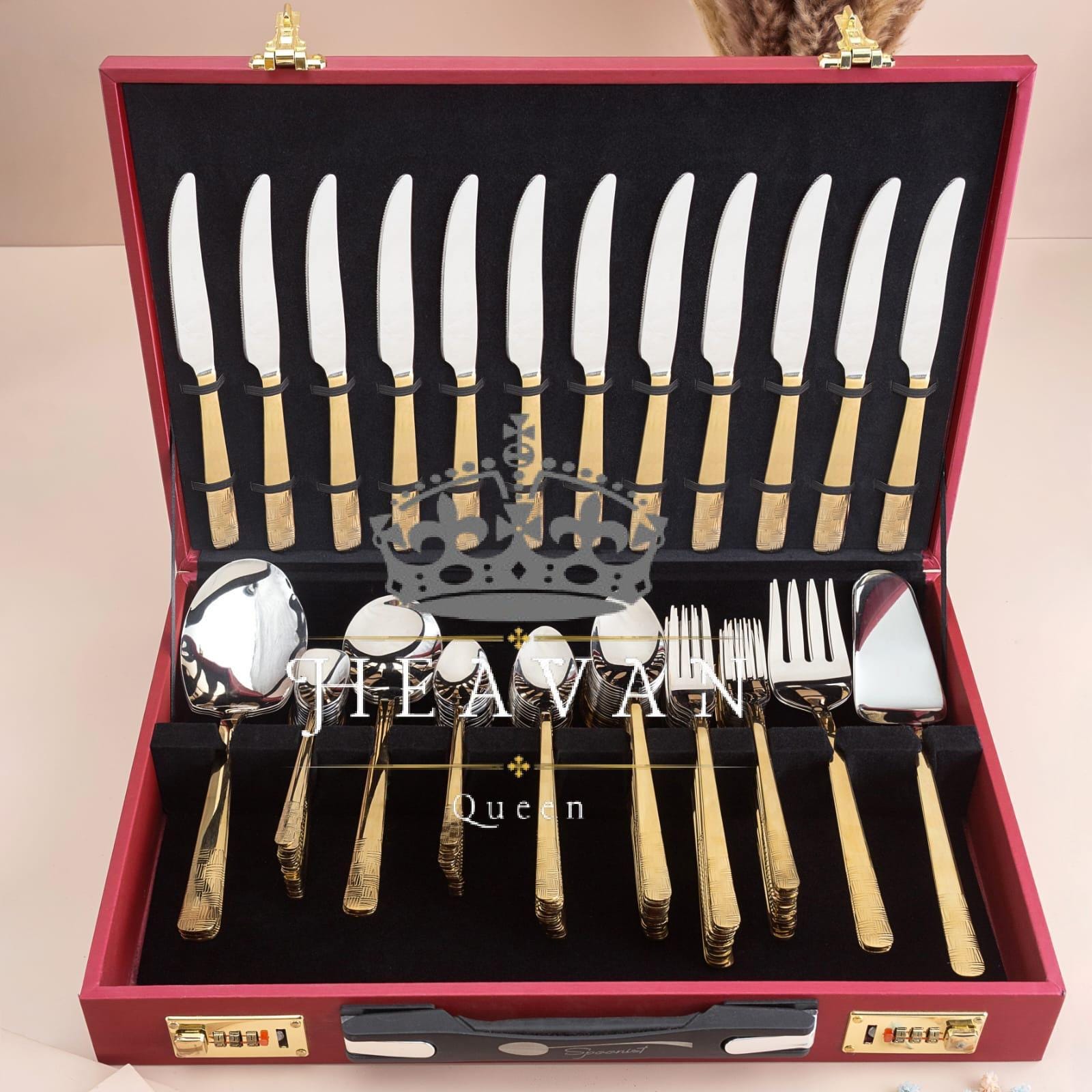Gold Accent Stainless Steel Cutlery Set - 92 Piece Elegant Flatware - Etsy