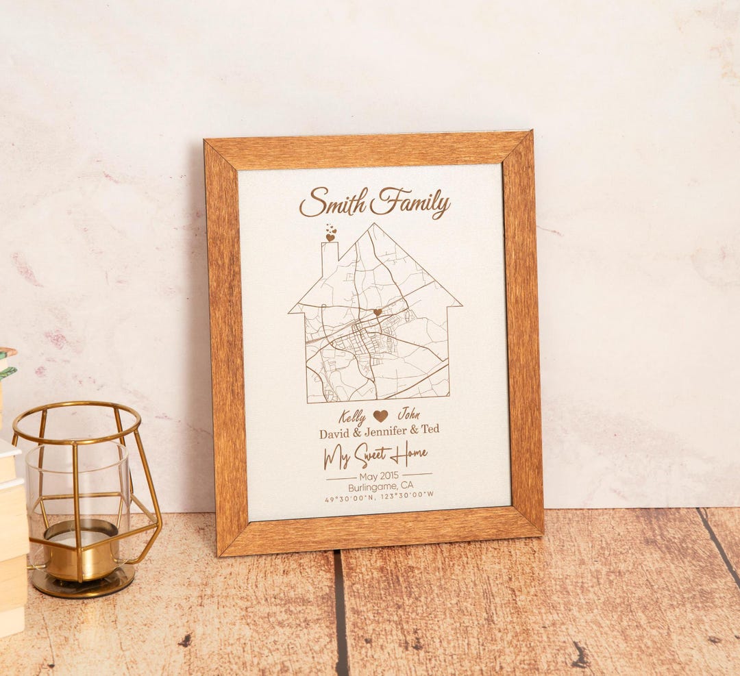 Where We Met Map Custom Map Framed, Personalised Housewarming Gift Map ...