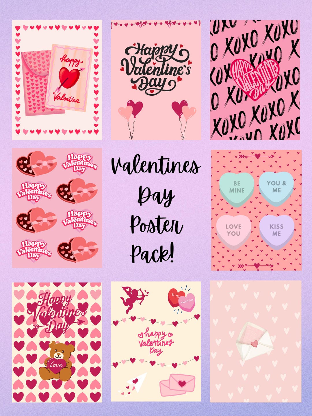 Editable Valentine's Day Themed Pattern Template Pack - Etsy