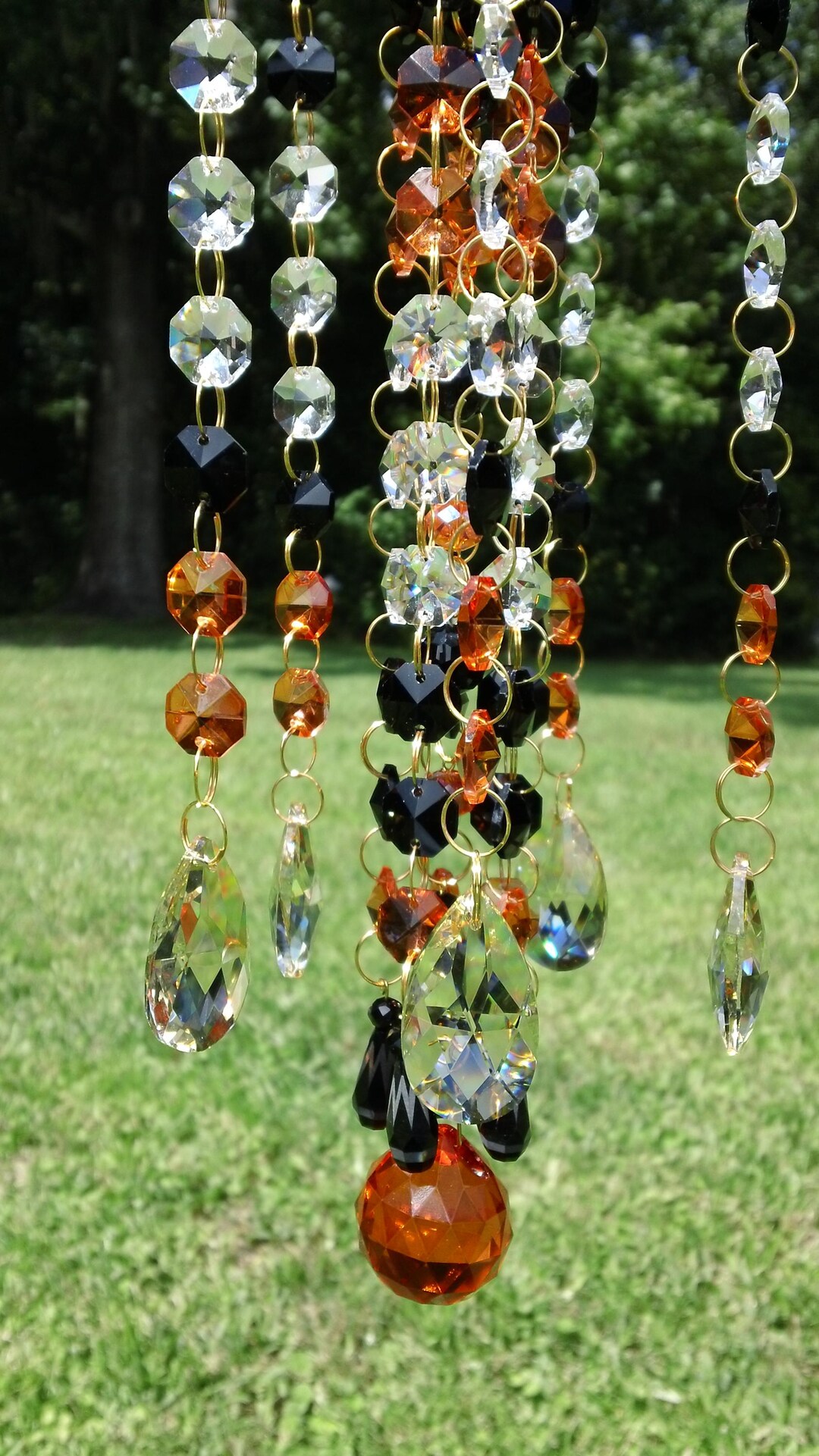 Crystal Chandelier, Sun Chandelier, Holiday Chandelier, Fall Colored ...