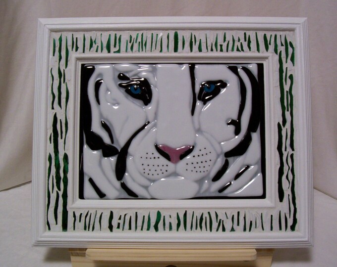 Tiger, White Tiger, Tiger Grass Mosaic, White Tiger Mosaic, Mosaic ...