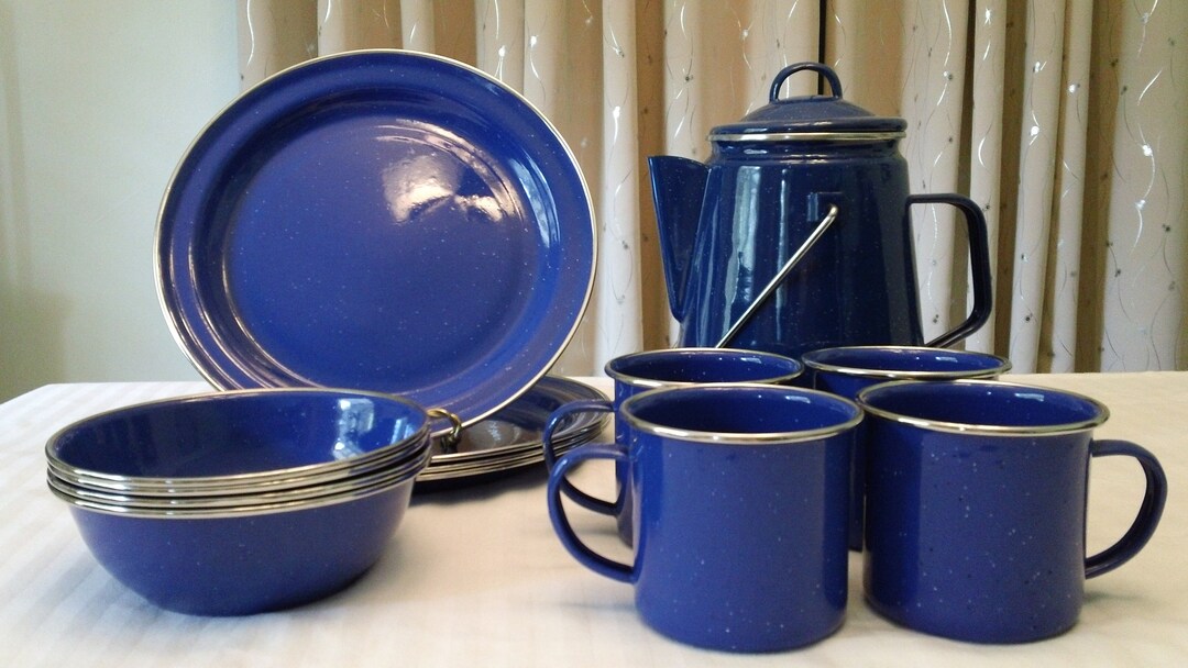 Camping Dishes, Enamelware, Metal Campware, Speckled Enamelware - Etsy