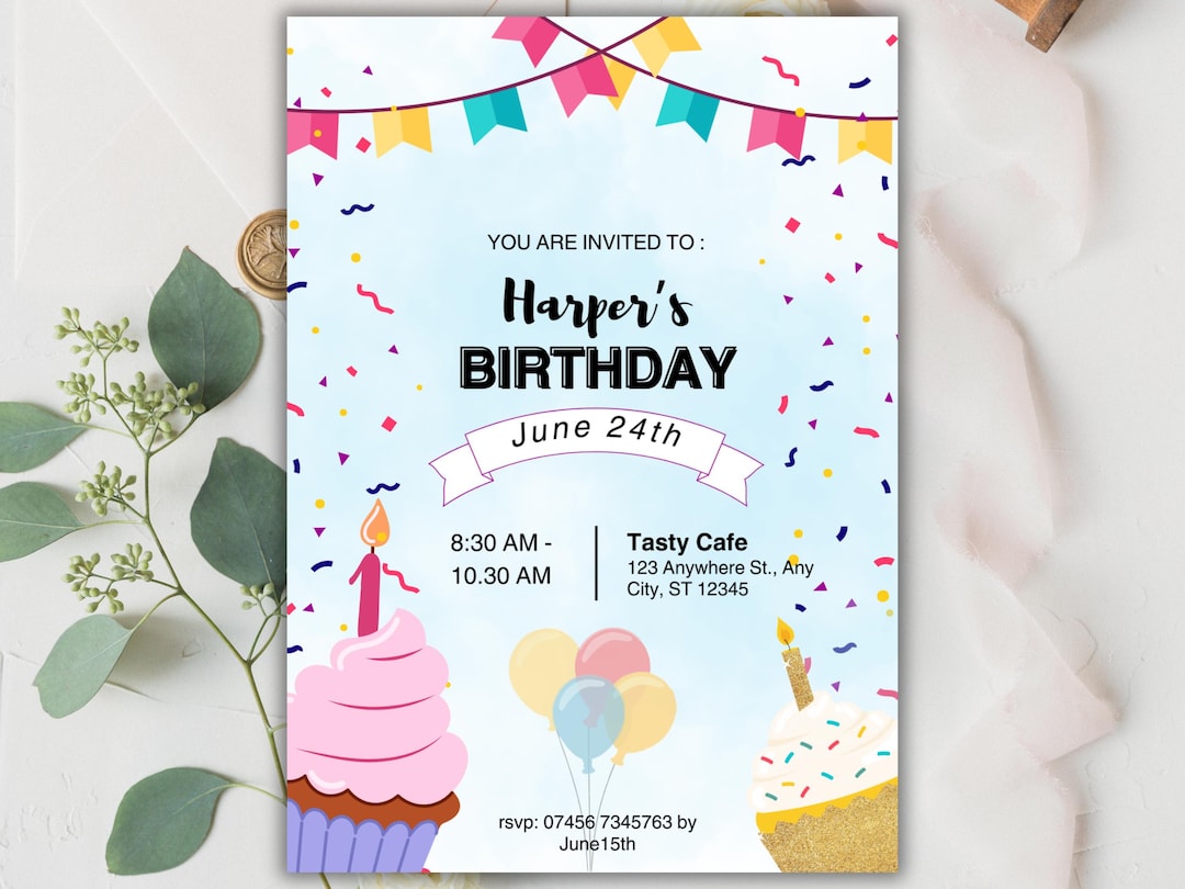 Editable Birthday Invitation Template, Printable Birthday Party ...