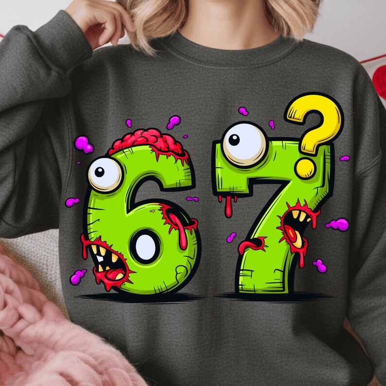 67 Zombie Hand PNG | Funny Six Seven Meme Design | Alpha Slang Viral ...