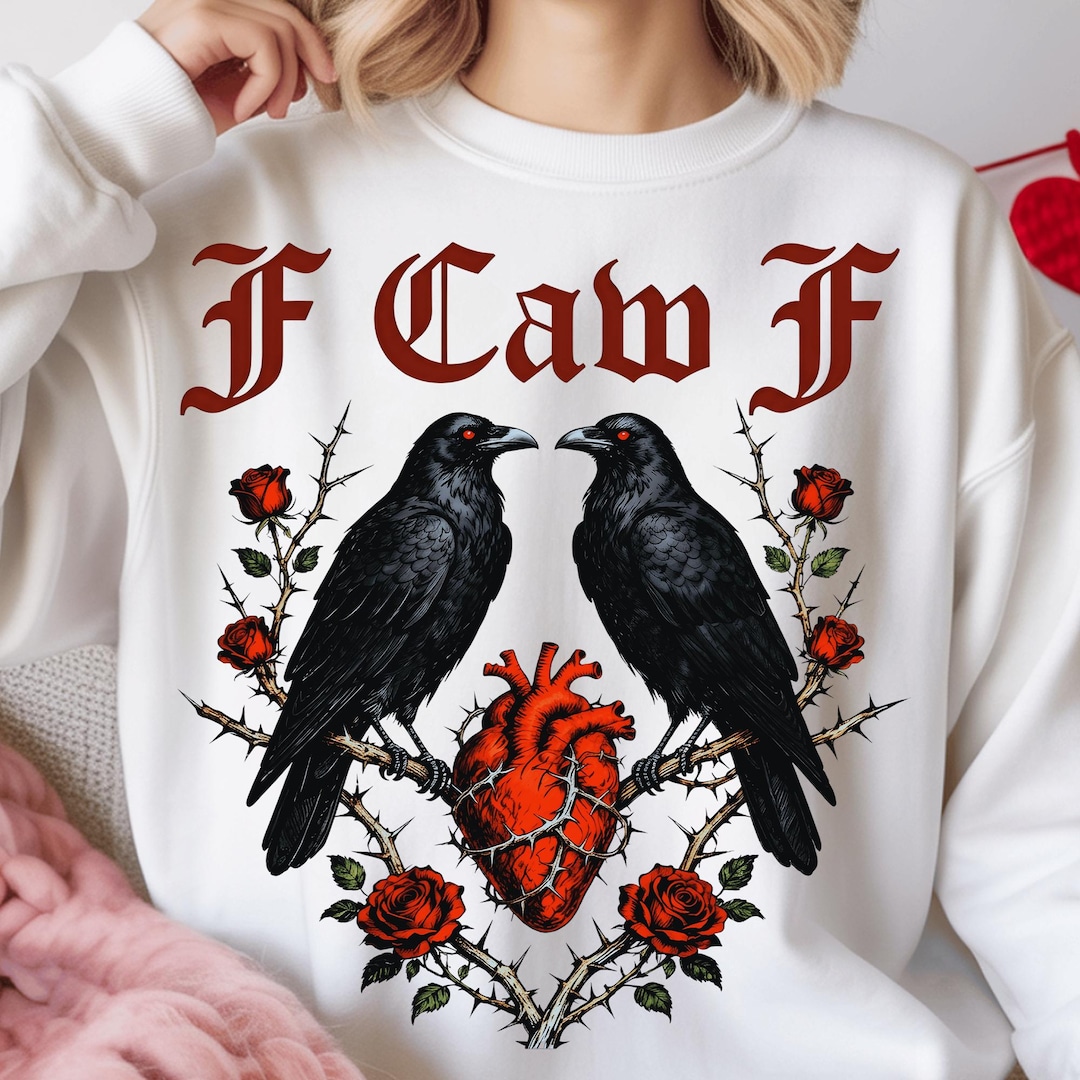 Retro Raven Anti Valentine PNG | Gothic Crow Heart Design | Dark Humor ...