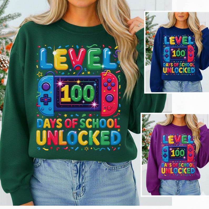 Level 100 Days of School Unlocked PNG | Gamer 100th Day School Design ...