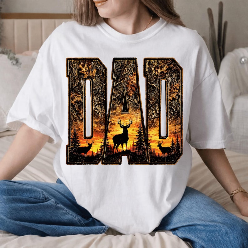 Hunting Dad PNG, Retro Buck Sunset Sublimation Graphic (digital ...