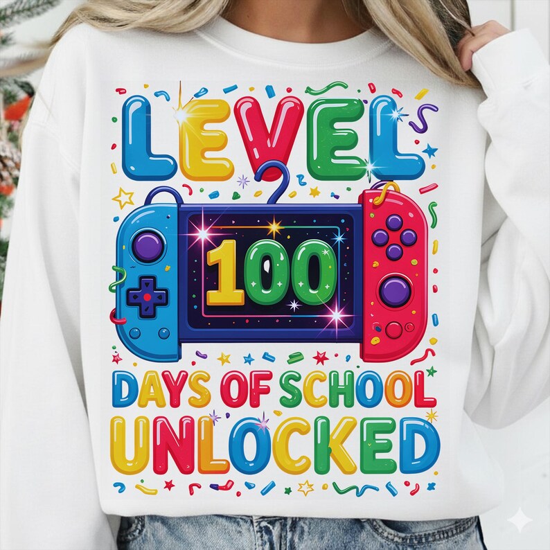 Level 100 Days of School Unlocked PNG | Gamer 100th Day School Design ...