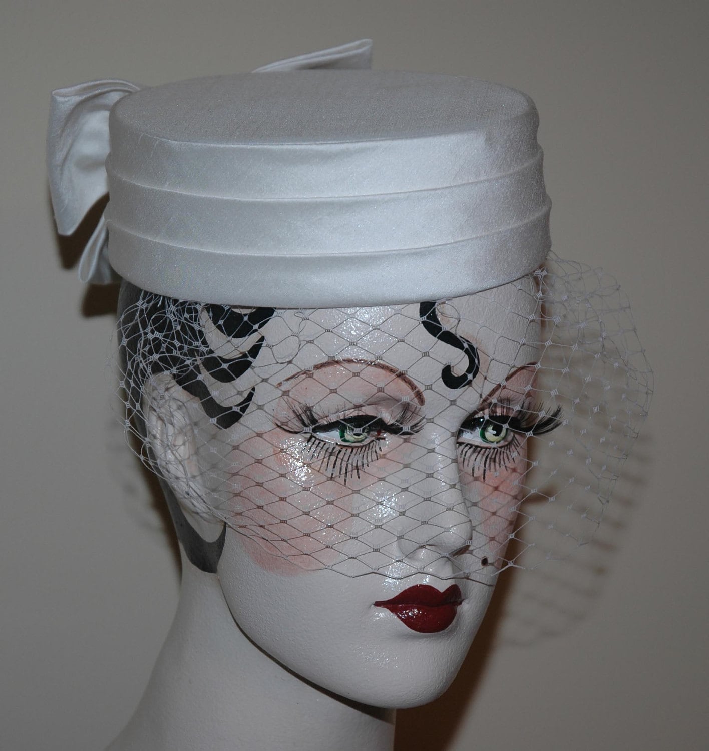 Ivory Bridal Wedding Pillbox Hat With Veil - Etsy