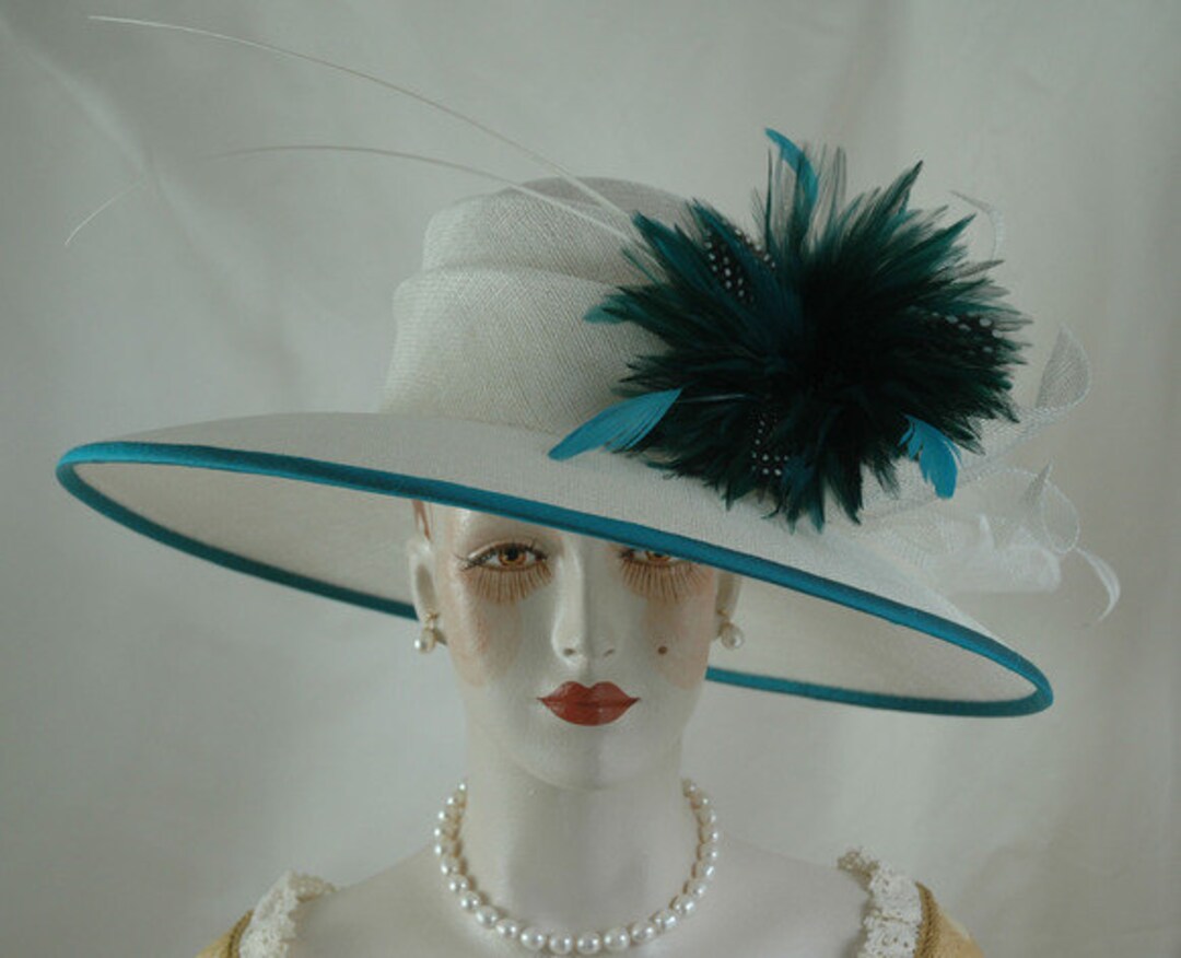 Ivory Sinamay Kentucky Derby Hat With Feathers - Etsy