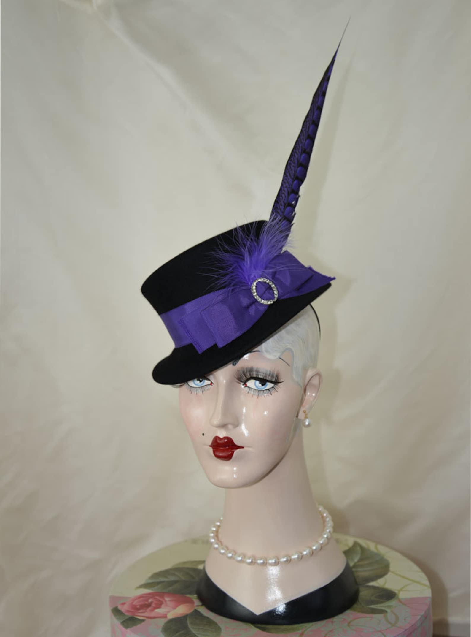 Black Mini Top Hat, Black Cocktail Hat, Ladies Victorian Hat - Etsy