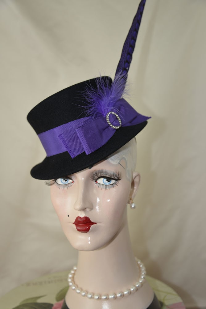 Black Mini Top Hat, Black Cocktail Hat, Ladies Victorian Hat - Etsy