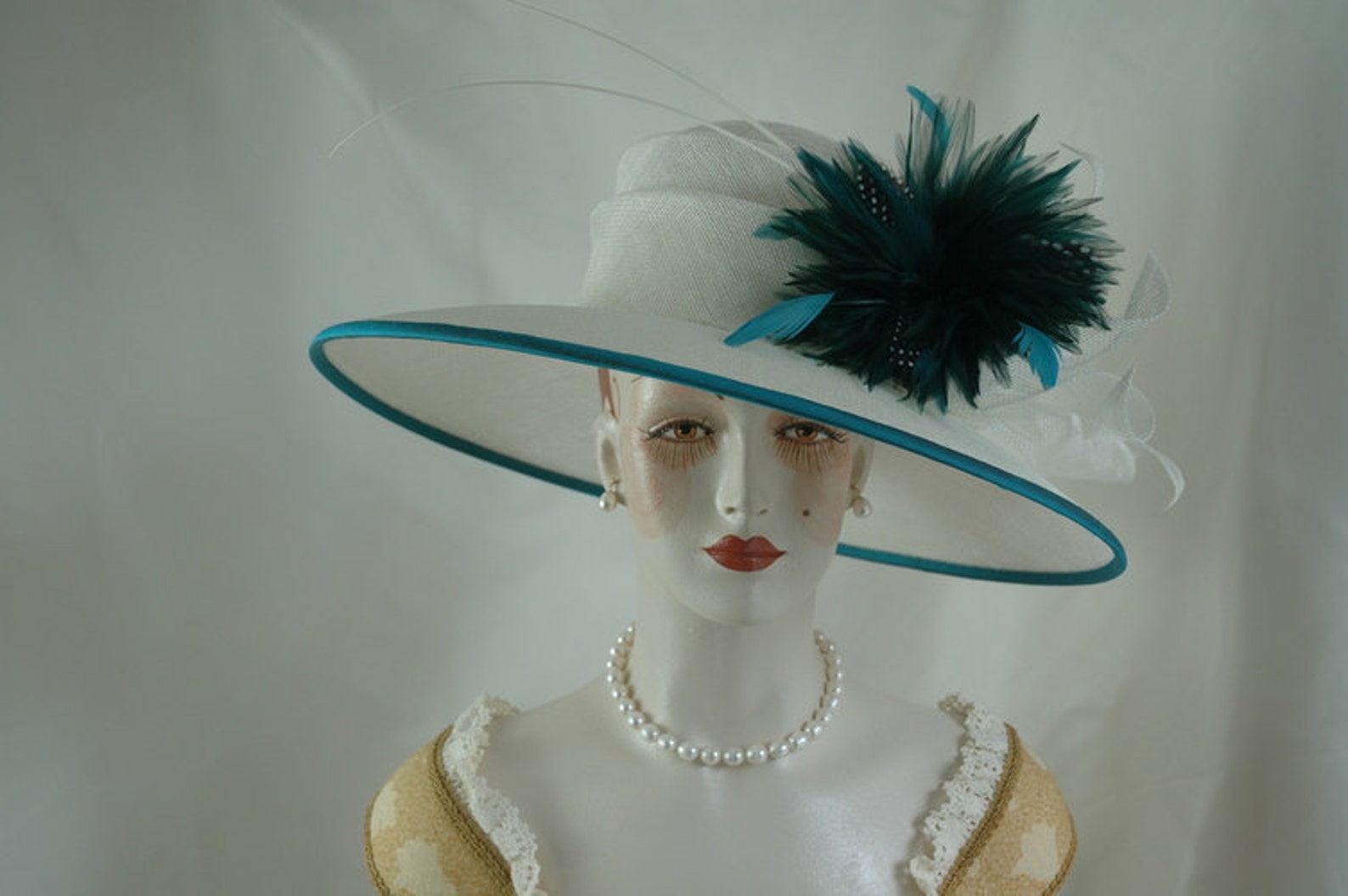 Ivory Sinamay Kentucky Derby Hat With Feathers - Etsy