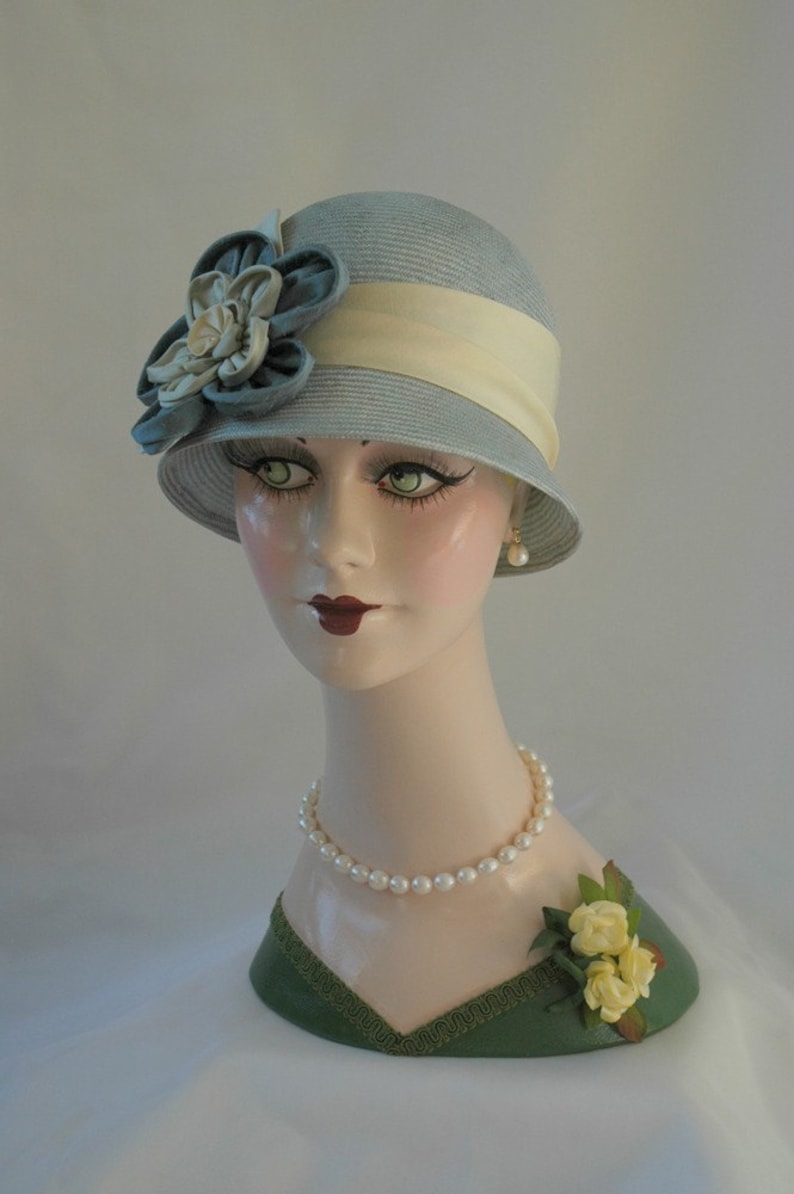 Ladies Straw 1920s Hat, Blue/green Cloche, Handmade Flapper Hat - Etsy