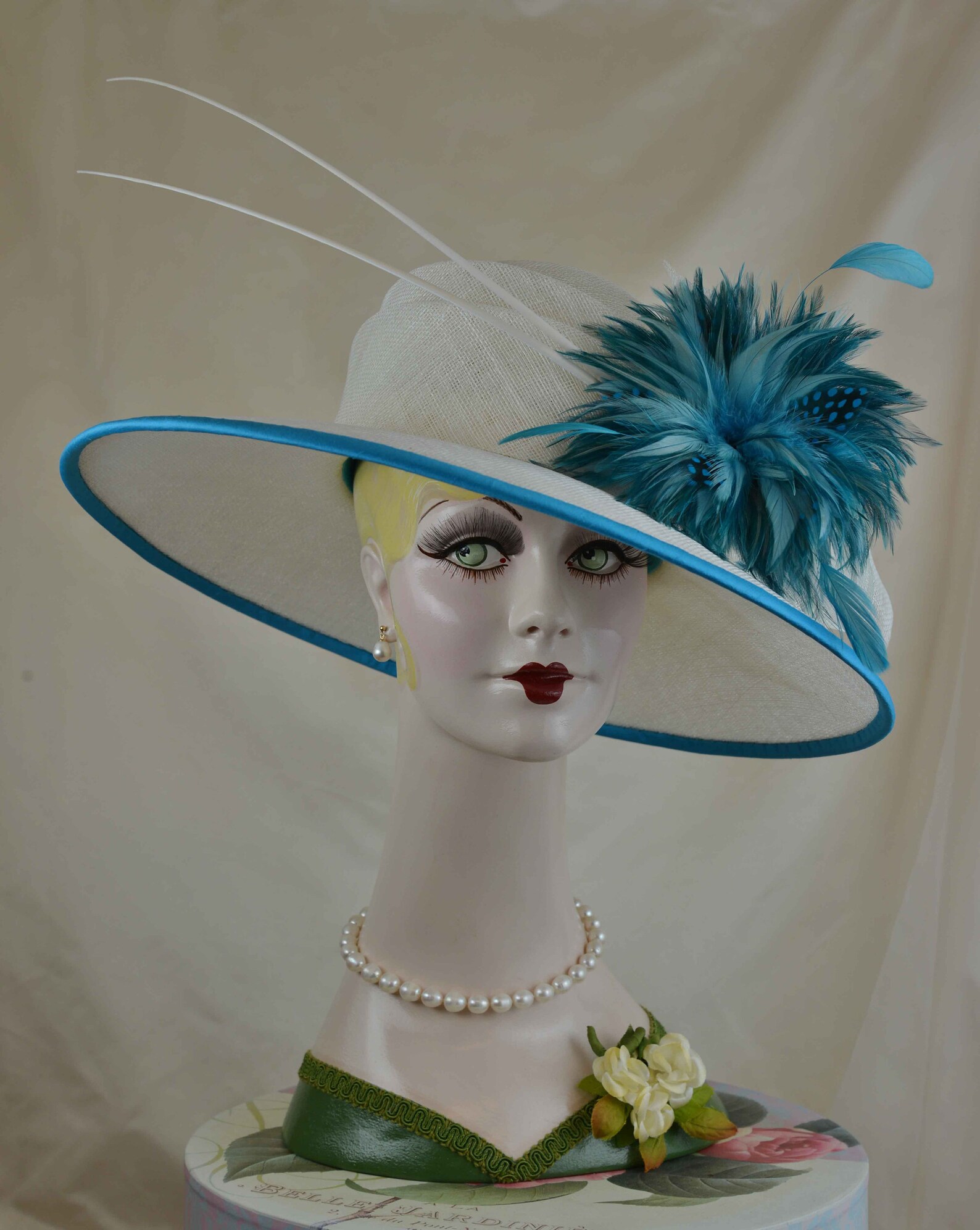 Ivory Sinamay Kentucky Derby Hat With Feathers - Etsy