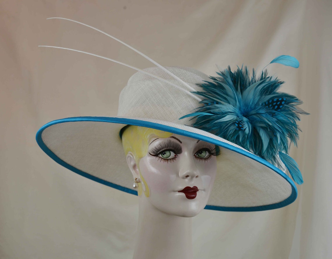 Ivory Sinamay Kentucky Derby Hat With Feathers - Etsy