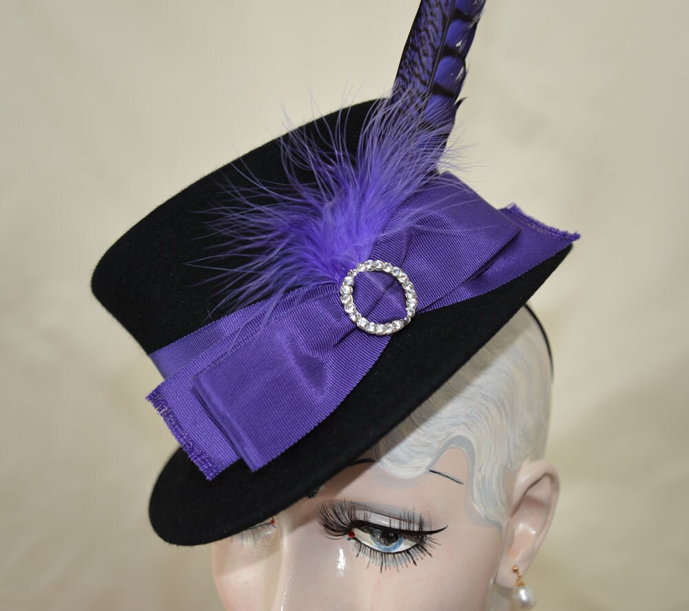 Black Mini Top Hat, Black Cocktail Hat, Ladies Victorian Hat - Etsy