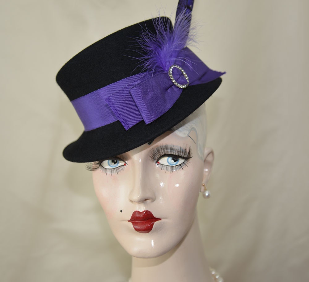 Black Mini Top Hat, Black Cocktail Hat, Ladies Victorian Hat - Etsy