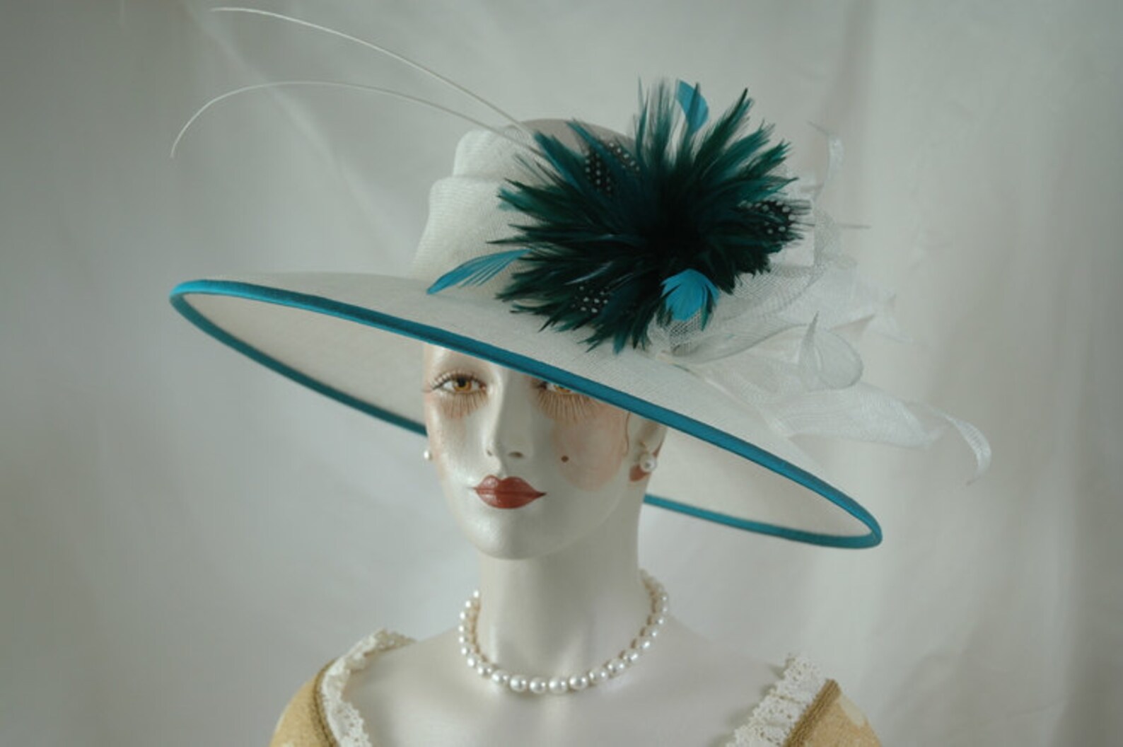 Ivory Sinamay Kentucky Derby Hat With Feathers - Etsy