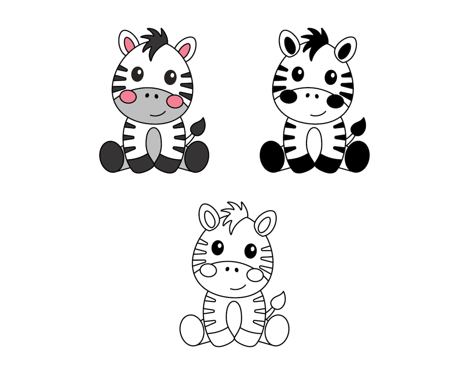 Cute Baby Zebra SVG Files, Cartoon Animal PNG, Shirt Clipart - Etsy