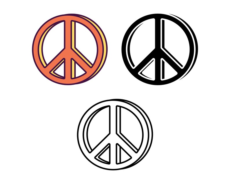 3D Peace Sign SVG, Hippie Style PNG, Positive Shirt Design Files for ...